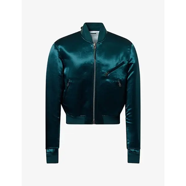 TOM FORD Varsity Zip Satin Bomber Jacket