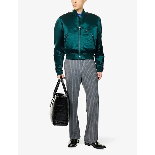 TOM FORD Varsity Zip Satin Bomber Jacket