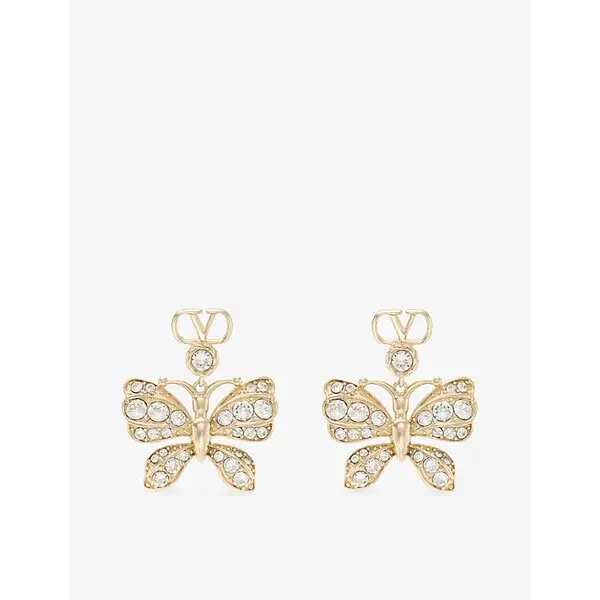 Valentino Garavani Flutterby Metal And Swarovski Crystal Earrings