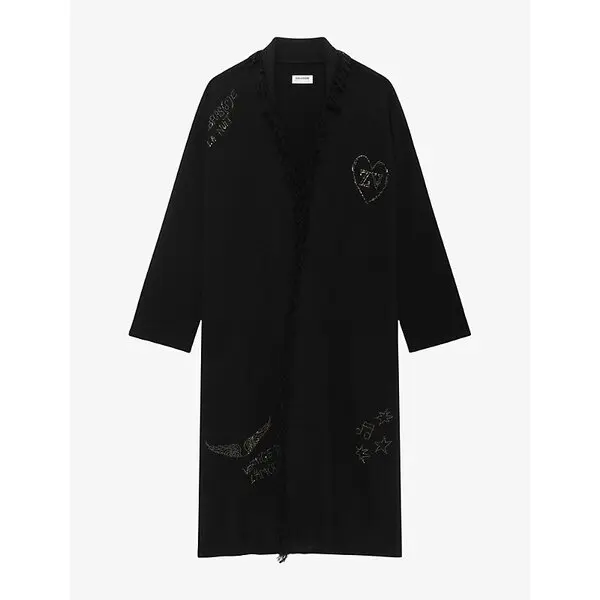 Zadig&Voltaire Camy Rhinestone-embellished Wool-blend Coat