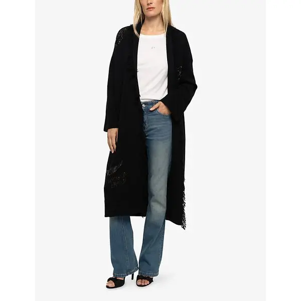 Zadig&Voltaire Camy Rhinestone-embellished Wool-blend Coat