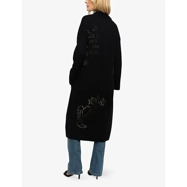 Zadig&Voltaire Camy Rhinestone-embellished Wool-blend Coat