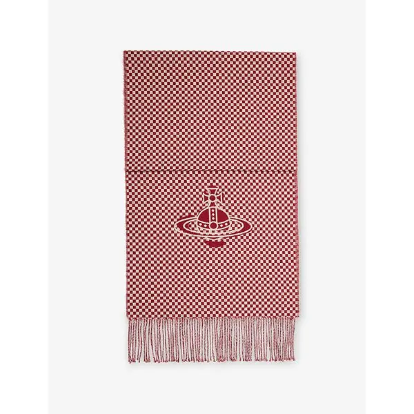VIVIENNE WESTWOOD Checkmate Wool Scarf - Light Grey