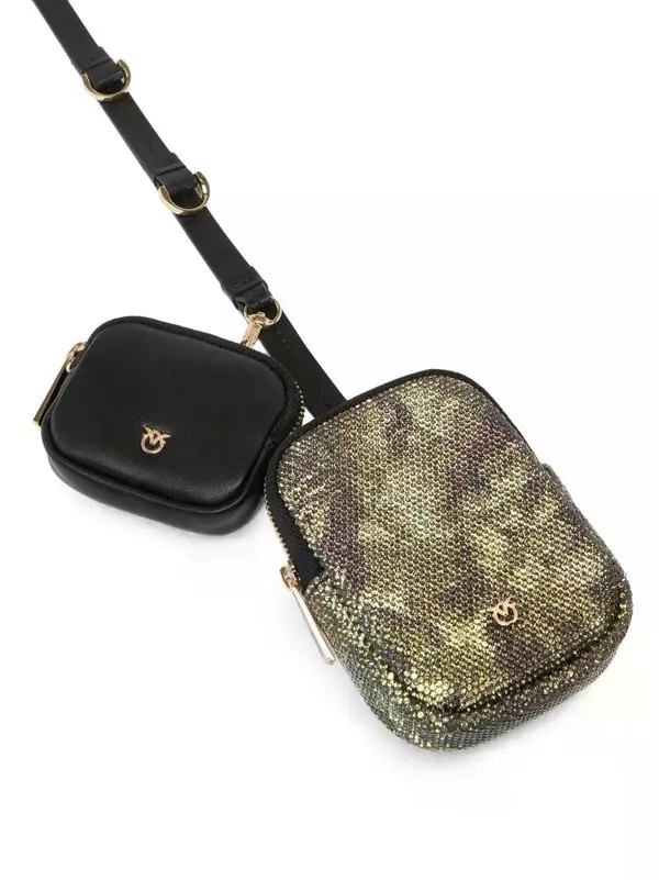 Pinko Camouflage-print Crystal-embellished Pouch