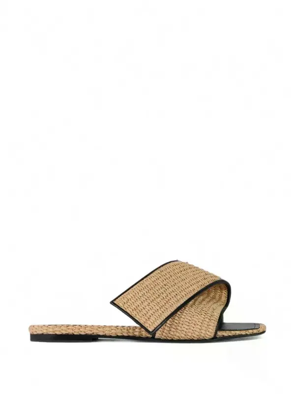 Givenchy Sliced Square Raffia-effect Flat Mules