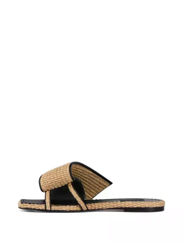 Givenchy Sliced Square Raffia-effect Flat Mules