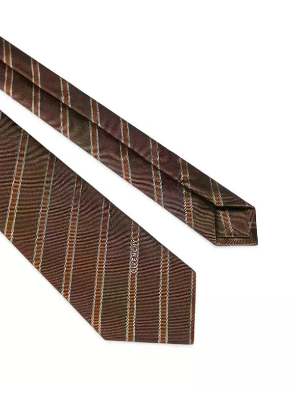 Givenchy Thin Stripes Tie In Silk Gros Grain - Brown