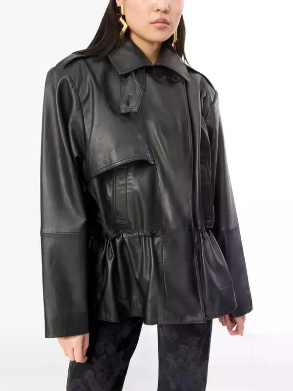 ROTATE BY BIRGER CHRISTENSEN Peplum Leather Jacket