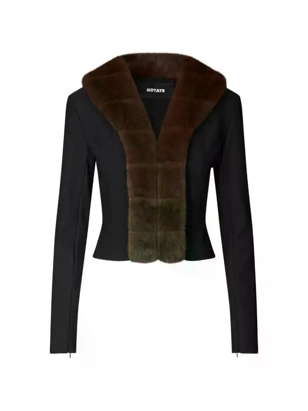 ROTATE BY BIRGER CHRISTENSEN Faux-fur Collar Jacket - Black