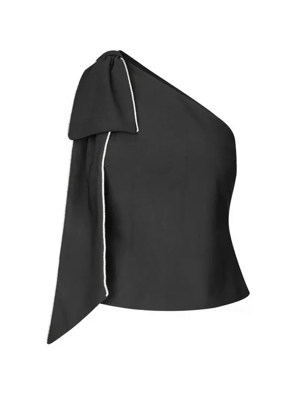 ROTATE BY BIRGER CHRISTENSEN One-shoulder Bow-detail Blouse - Black