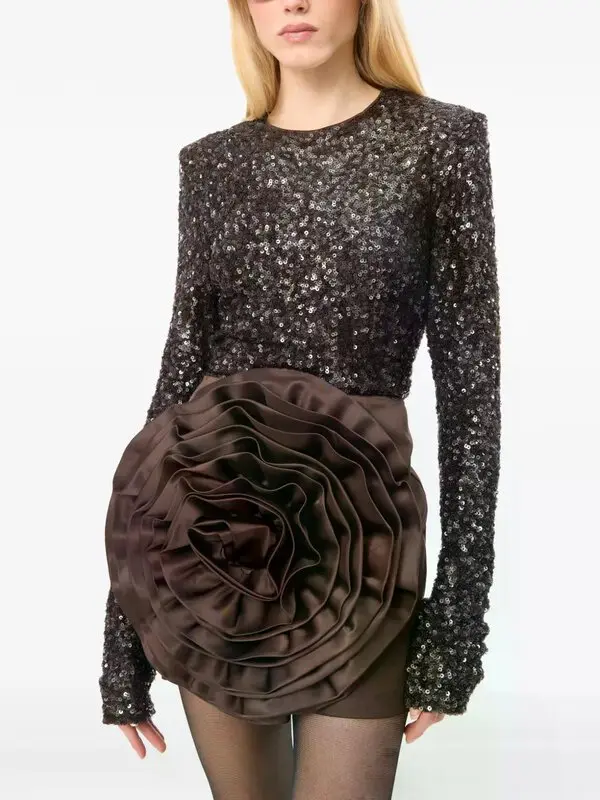 ROTATE BY BIRGER CHRISTENSEN Sequins Flower Mini Dress
