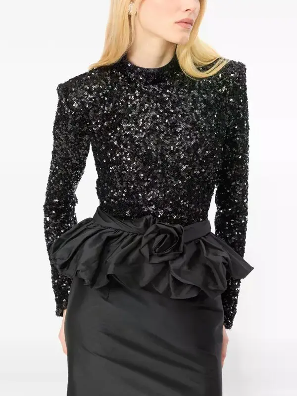 ROTATE BY BIRGER CHRISTENSEN Sequin-embellished Peplum Mini Dress