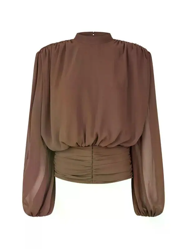 ROTATE BY BIRGER CHRISTENSEN Long-sleeve Pleated Blouse