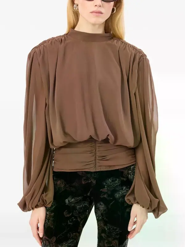 ROTATE BY BIRGER CHRISTENSEN Long-sleeve Pleated Blouse