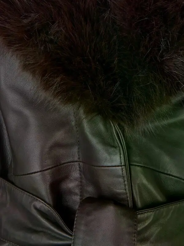 ROTATE BY BIRGER CHRISTENSEN Faux-fur Collar Leather Coat