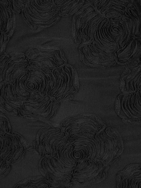 ROTATE BY BIRGER CHRISTENSEN Flower Mesh Long-sleeve Mini Dress - Black