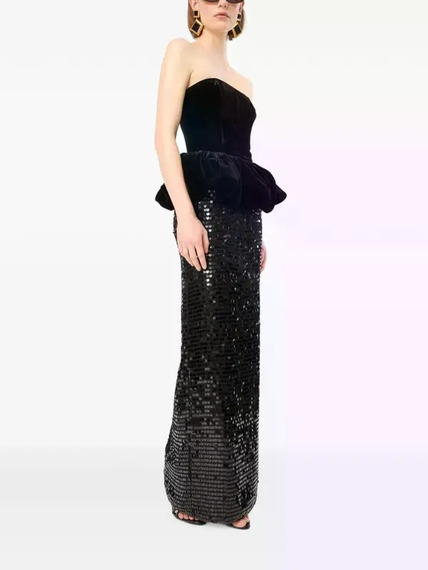 ROTATE BY BIRGER CHRISTENSEN Sequins Maxi Peplum Dress
