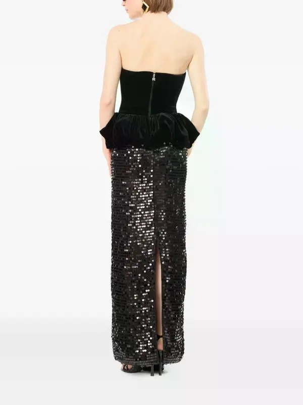 ROTATE BY BIRGER CHRISTENSEN Sequins Maxi Peplum Dress