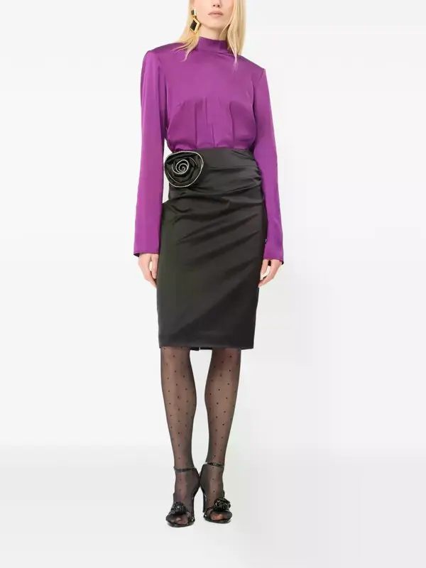 ROTATE BY BIRGER CHRISTENSEN Rose-appliqué Midi Skirt