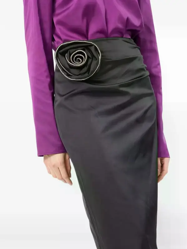 ROTATE BY BIRGER CHRISTENSEN Rose-appliqué Midi Skirt