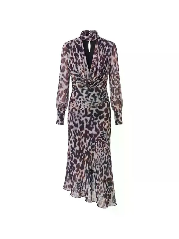 NICHOLAS Leopard-print Asymmetric Dress
