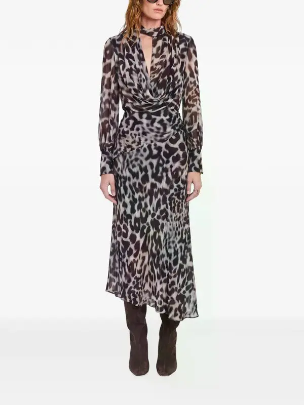 NICHOLAS Leopard-print Asymmetric Dress