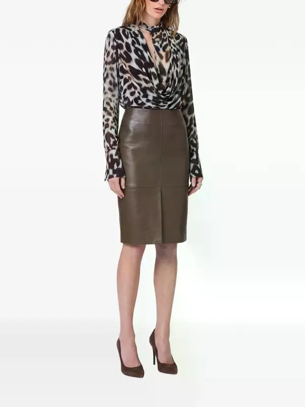 NICHOLAS Leopard-print Draped Blouse - Brown