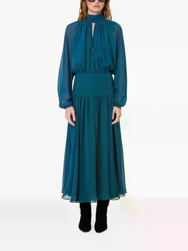 NICHOLAS Gathered-detail Tie-back Midi Dress