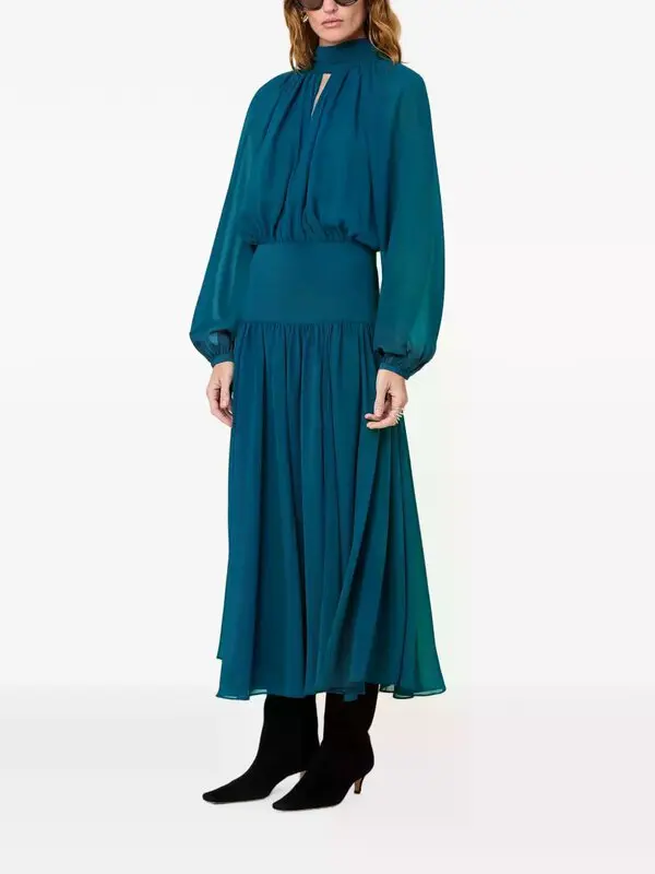 NICHOLAS Gathered-detail Tie-back Midi Dress