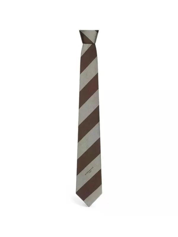 Givenchy Bold Stripes Tie In Silk Gros Grain - Brown