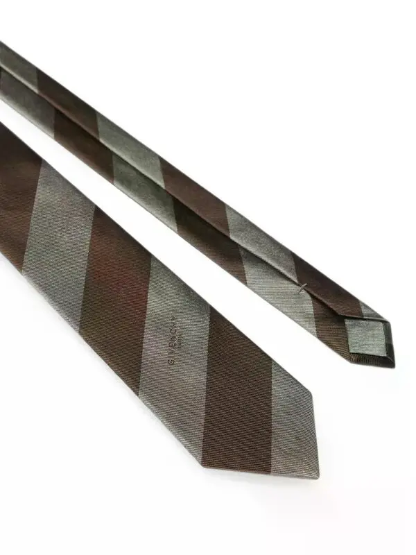 Givenchy Bold Stripes Tie In Silk Gros Grain - Brown