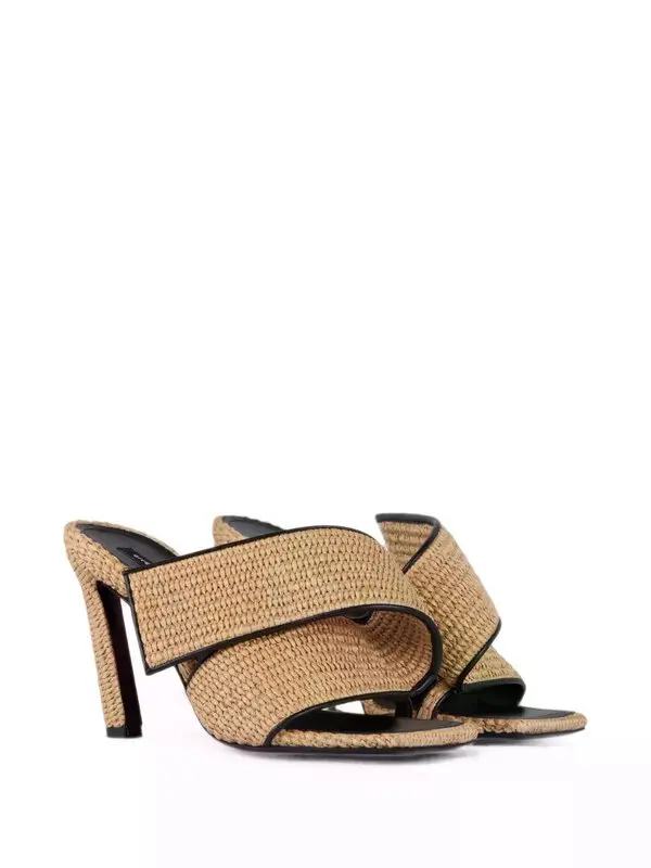 Givenchy Sliced Square Raffia-effect Heeled Mules