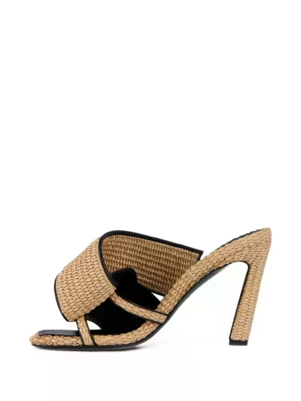 Givenchy Sliced Square Raffia-effect Heeled Mules