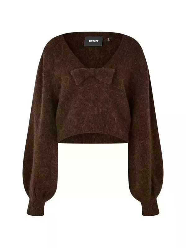 ROTATE BY BIRGER CHRISTENSEN Bow Knit Sweater - Brown