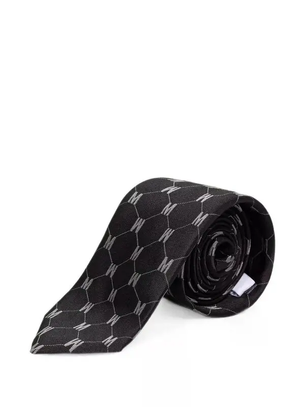 Moschino Monogram-print Geometric-pattern Tie - Black