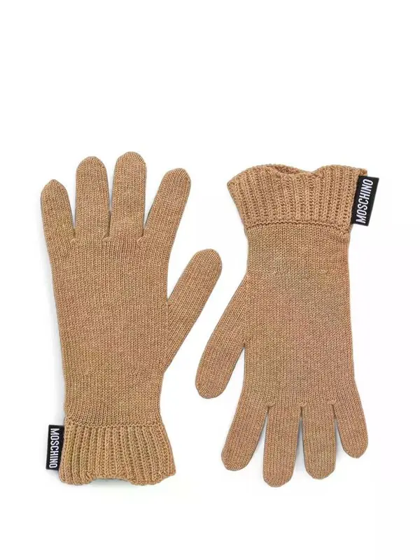 Moschino Logo-patch Ribbed-cuff Gloves