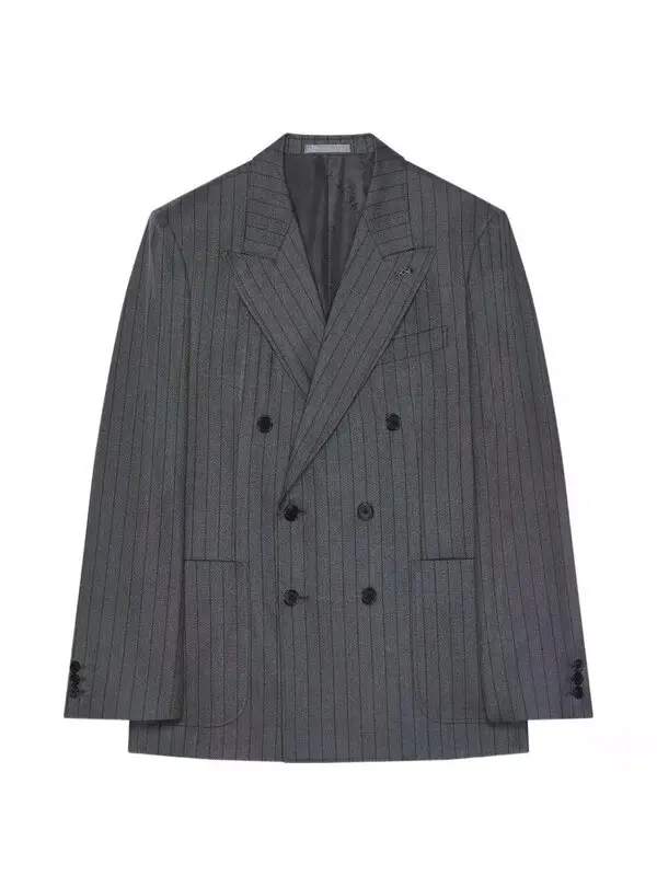 Givenchy Double-breasted Fitted Striped Jacket In Wool - Grey