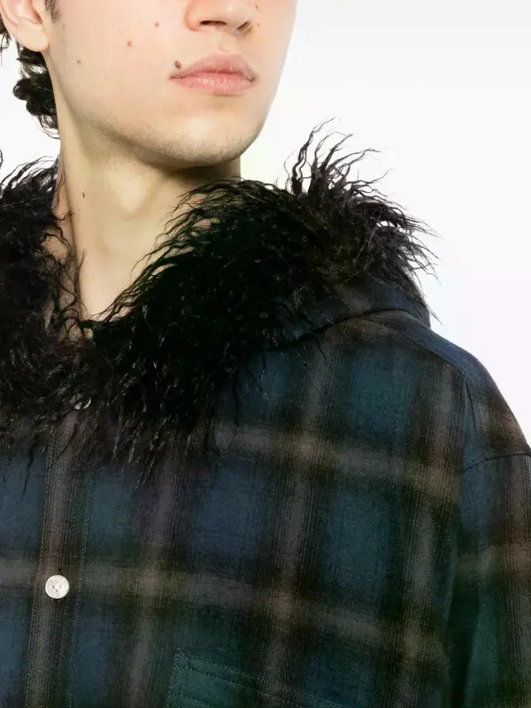 KAMIYA Feather-trim Checked Shirt