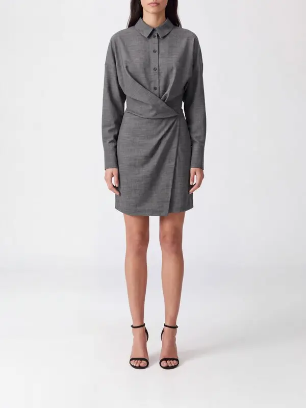 Patrizia Pepe Draped Mini Shirt Dress With Side Slit