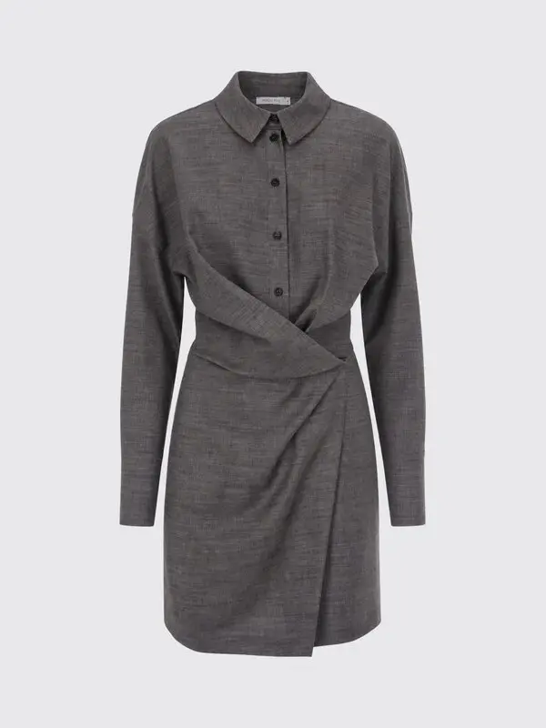 Patrizia Pepe Draped Mini Shirt Dress With Side Slit