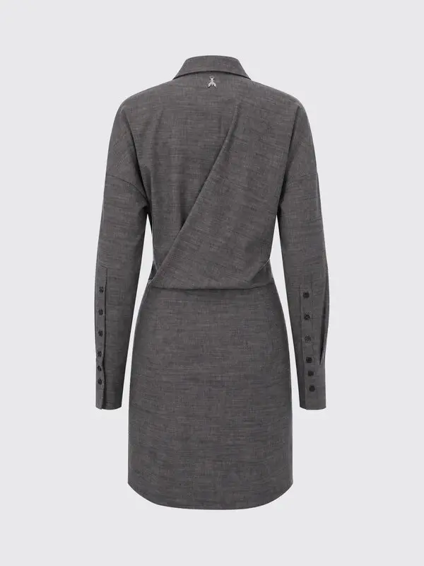 Patrizia Pepe Draped Mini Shirt Dress With Side Slit