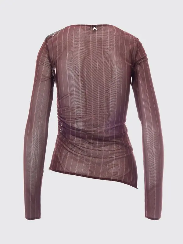 Patrizia Pepe Striped Long-sleeve Jersey Top With Asymmetrical Hem