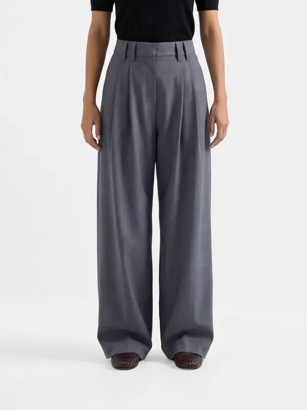 Brunello Cucinelli High-waisted Pleated Wool-blend Palazzo Pants