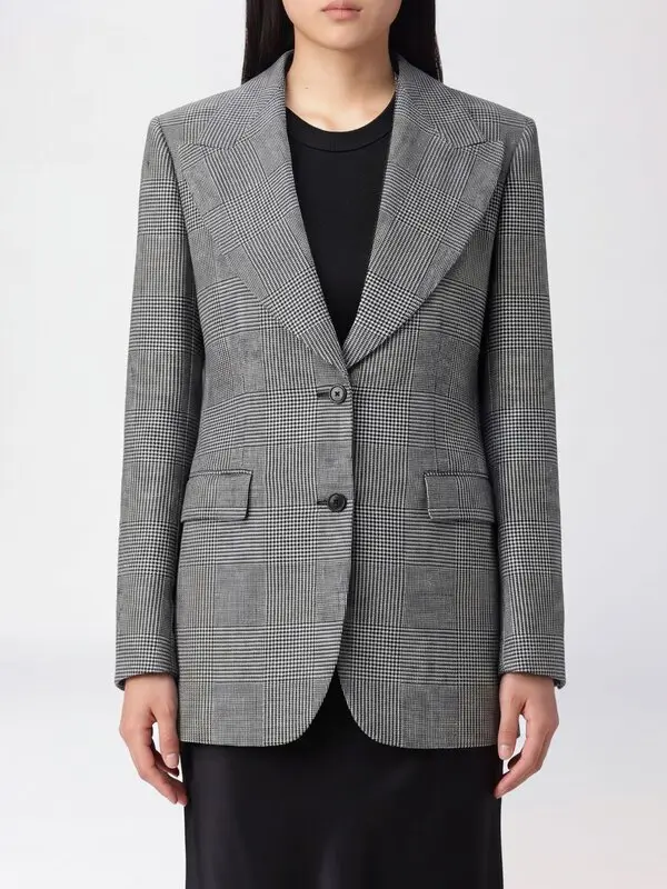 Dolce & Gabbana Cropped Houndstooth Wool Blazer With Peak Lapels