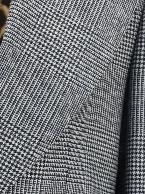 Dolce & Gabbana Cropped Houndstooth Wool Blazer With Peak Lapels