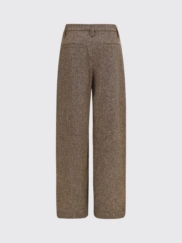 Brunello Cucinelli High-waisted Virgin Wool Palazzo Trousers With Monili