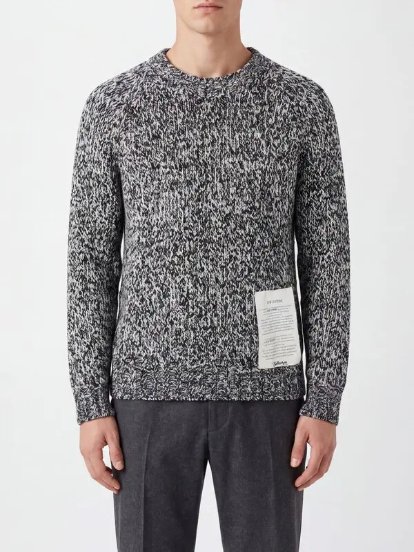 BALLANTYNE Raw Diamond Wool Blend Crewneck Sweater With Embroidered Patch