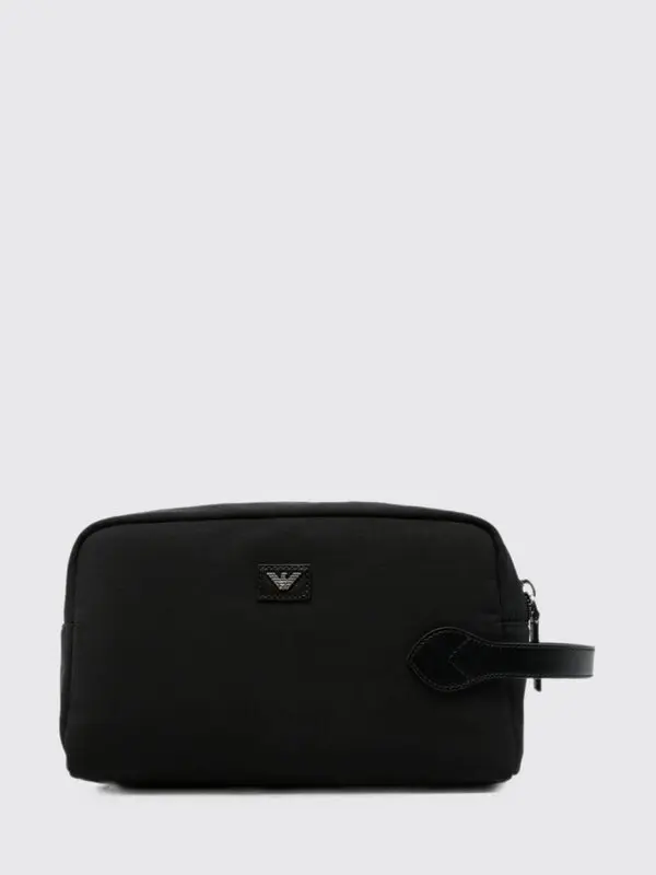Emporio Armani Utility Nylon Beauty Case With Eagle Logo And Handle - Black