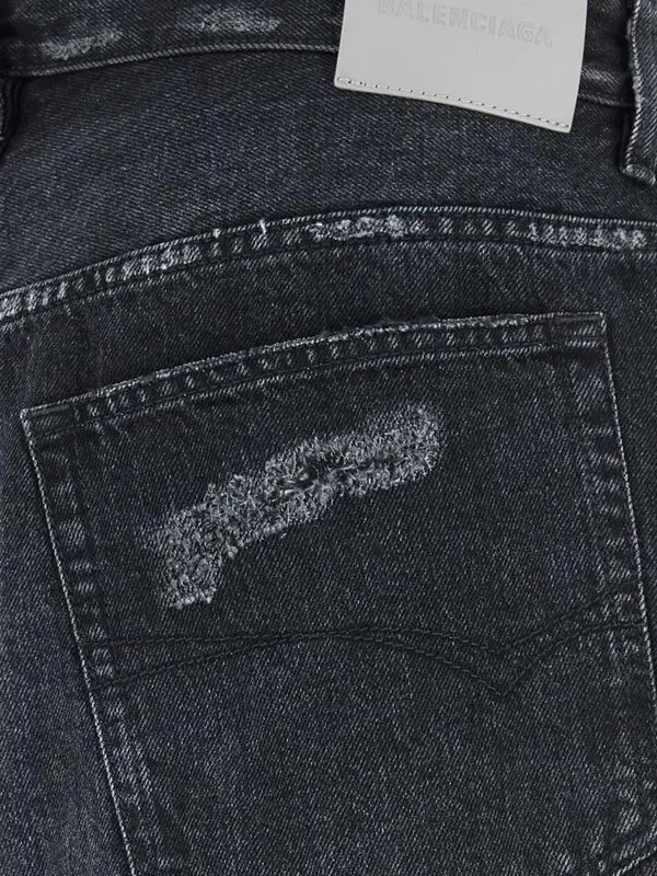 Balenciaga Cropped Wide-leg Baggy Jeans In Mid-rise Cotton Denim