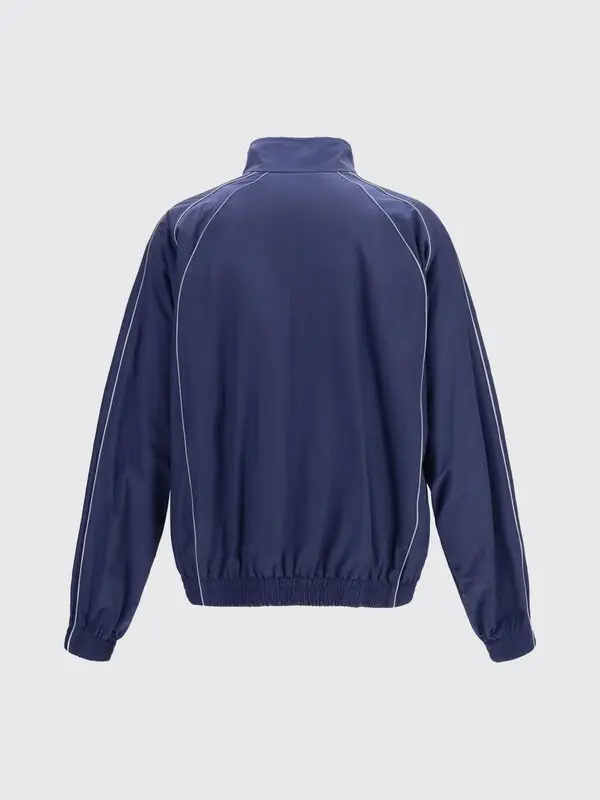 Balenciaga Relaxed Fit Cotton-blend Zip-up Sweatshirt With A High Neck - Navy